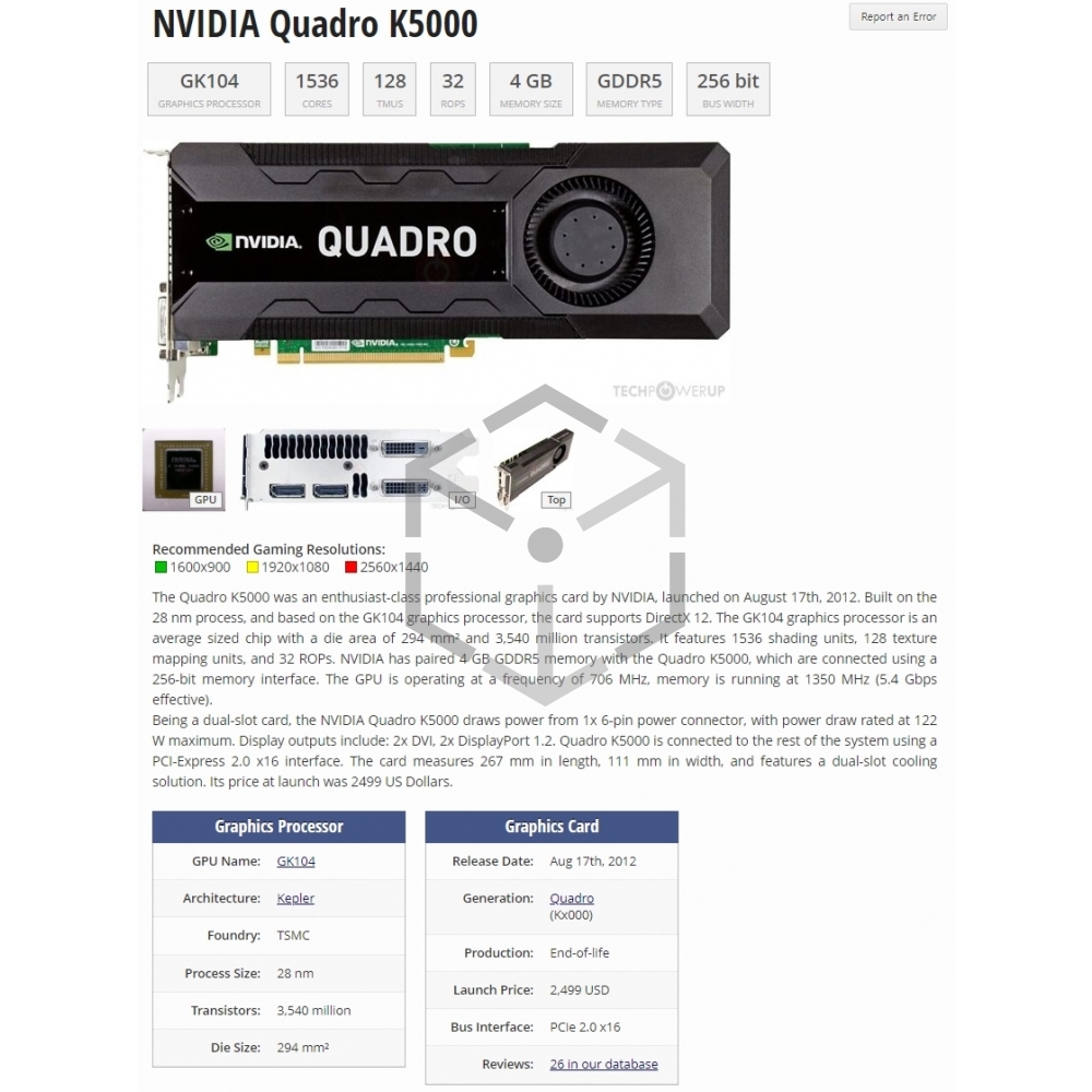 Nvidia Quadro K5000 4G 영상편집 렌더링 설계 그래픽카드 쿼드로 딥러닝 중고GPU - SUGARCUBE