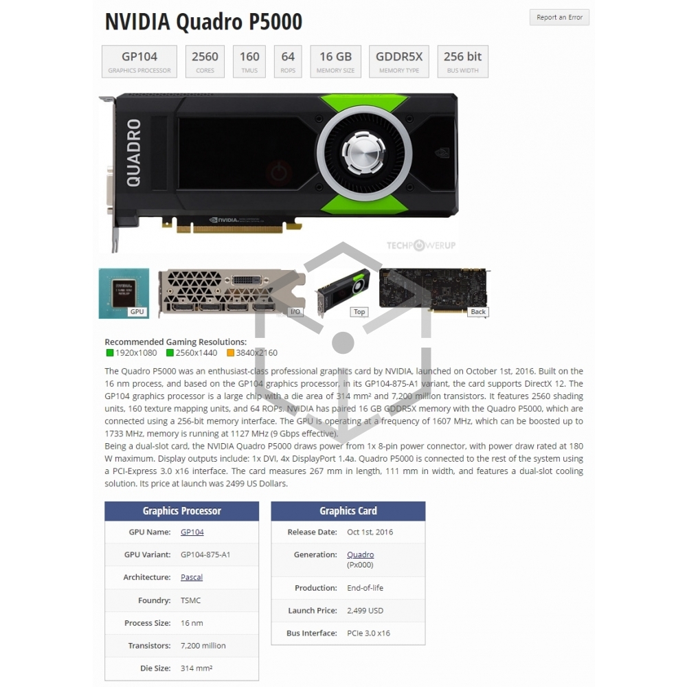 Nvidia Quadro P5000 16G 영상편집 렌더링 쿼드로 중고GPU - SUGARCUBE