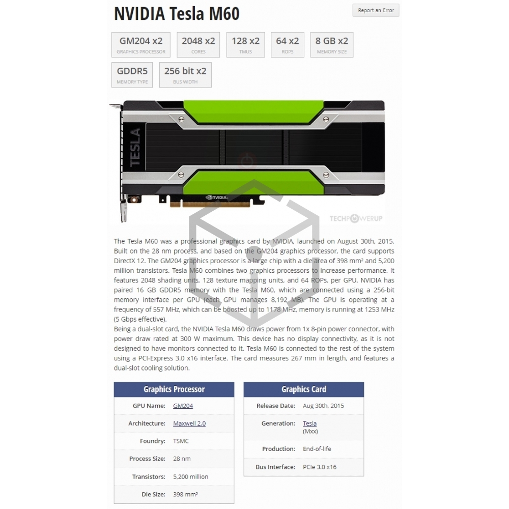 Nvidia Tesla M60 16G 빅데이터 인공지능 딥러닝GPU - SUGARCUBE